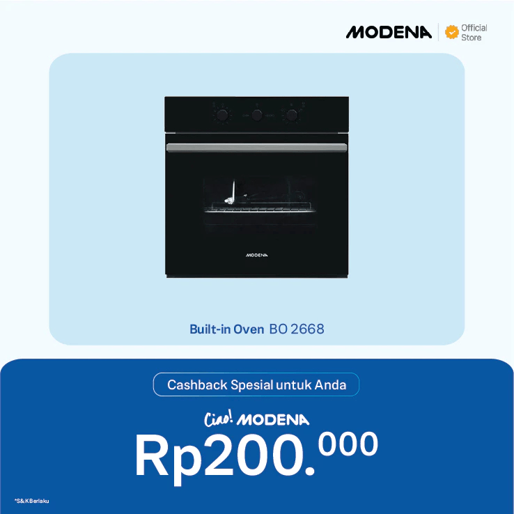 Jual MODENA BO 2668 built-in oven tanam gas 56 liter new model | Shopee ...