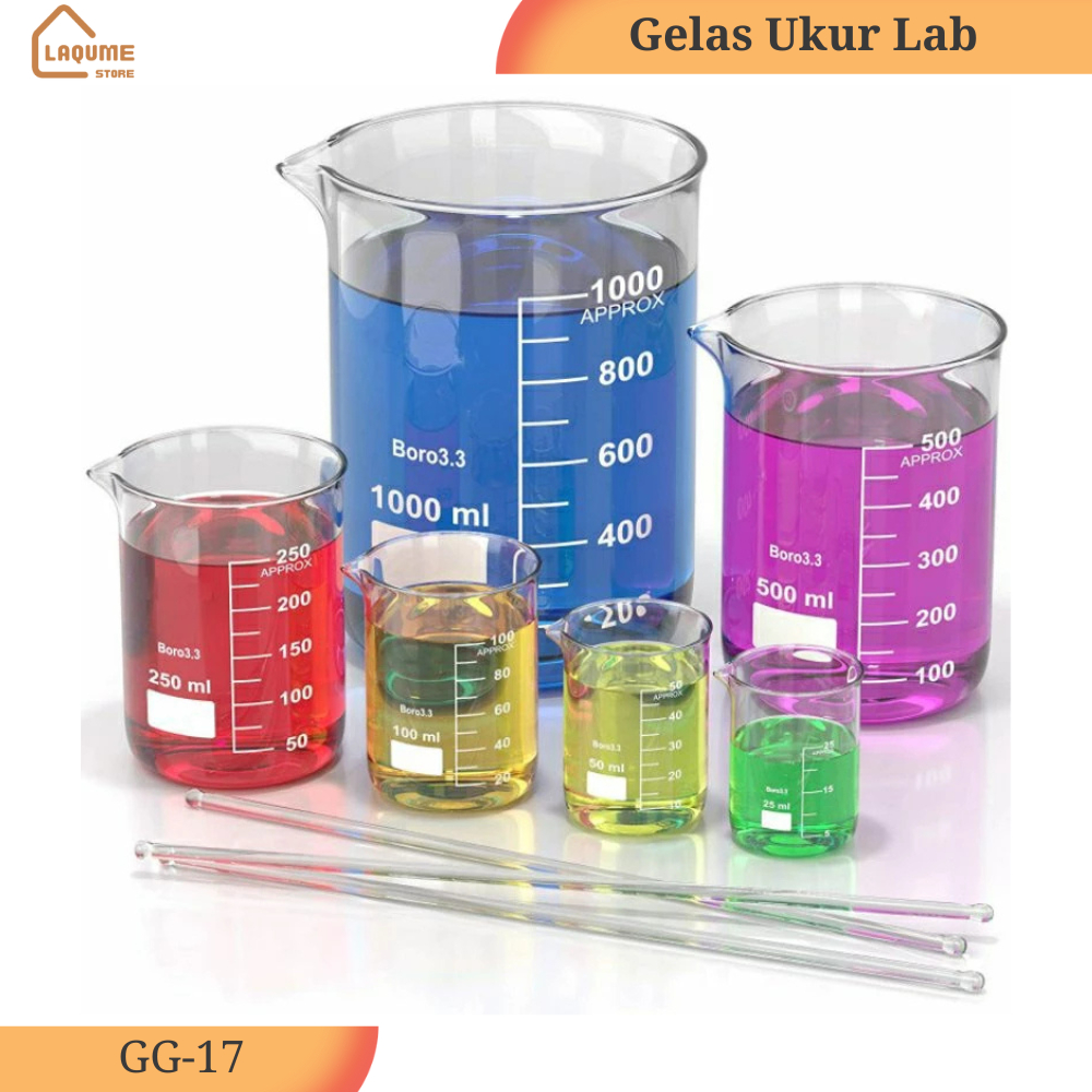 Jual Gelas Ukur Kaca Laboratorium Lab kimia 1000ml 100ml 250ml 500ml ...