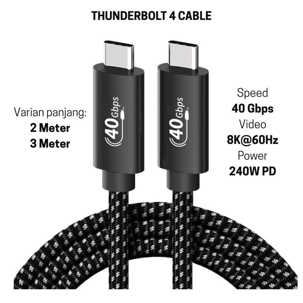 Jual Kabel Thunderbolt 4 Data Transfer 40 Gbps 8KHD PD 240W 2/3 Meter ...