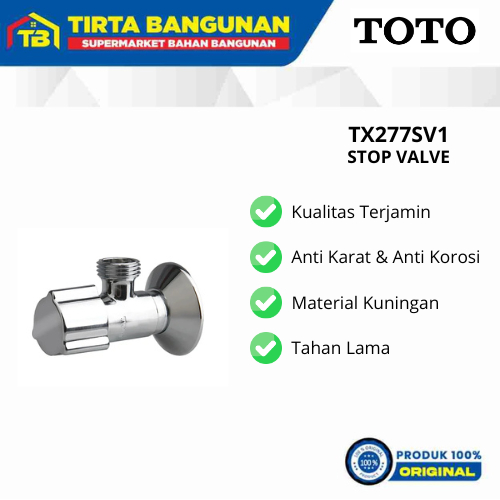 Jual TOTO TX277SV1 STOP VALVE WITHOUT FLEXIBLE HOSE/ STOP VALVE/ STOP ...