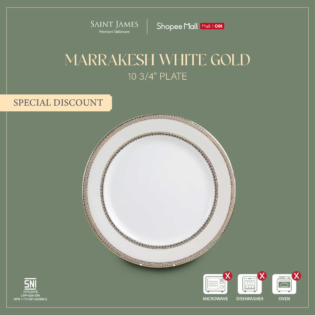 Jual Saint James 10 3/4" Plate (Marrakesh White Gold) | Shopee Indonesia