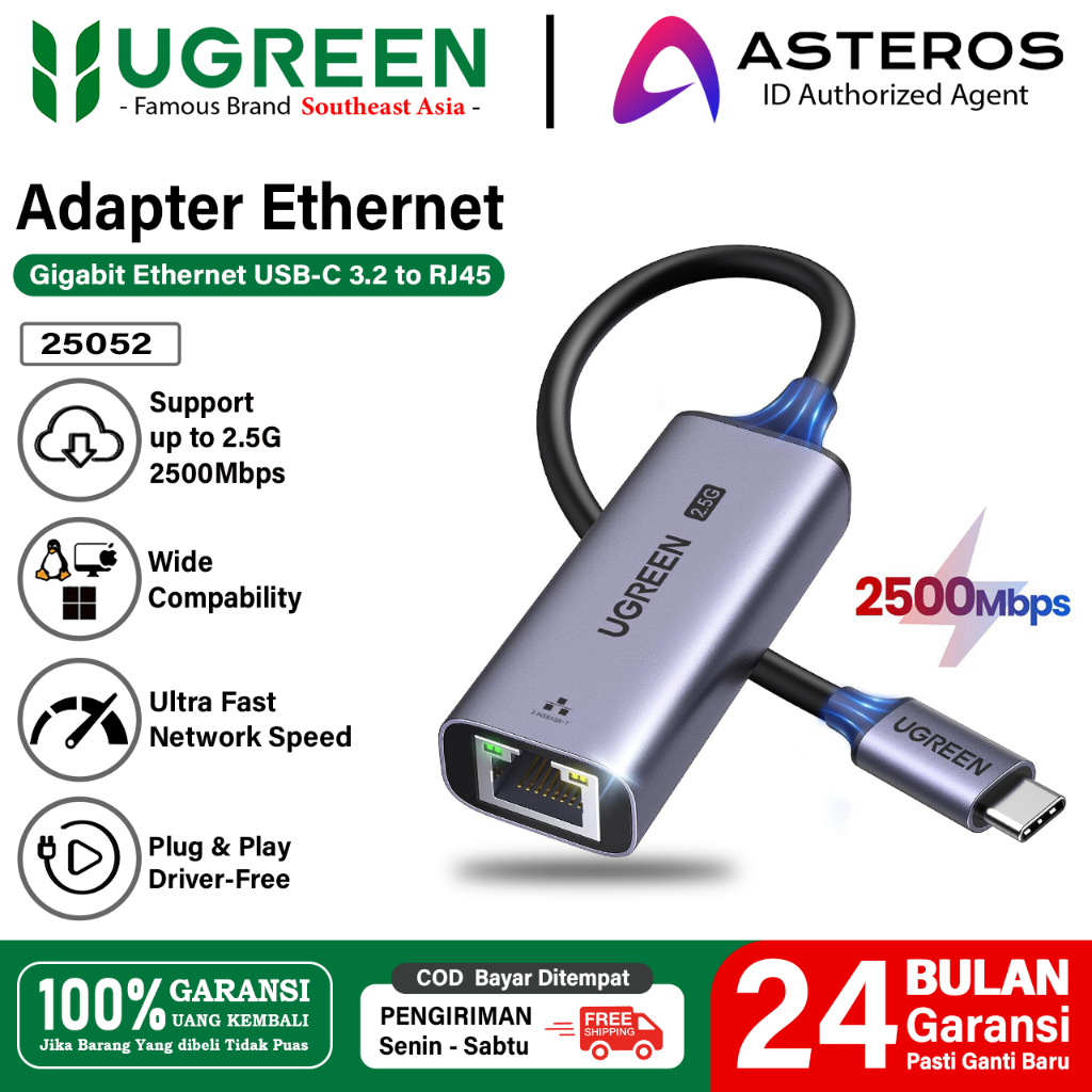 Jual UGREEN LAN Adapter USB Type C to RJ45 Gigabit Ethernet Network ...