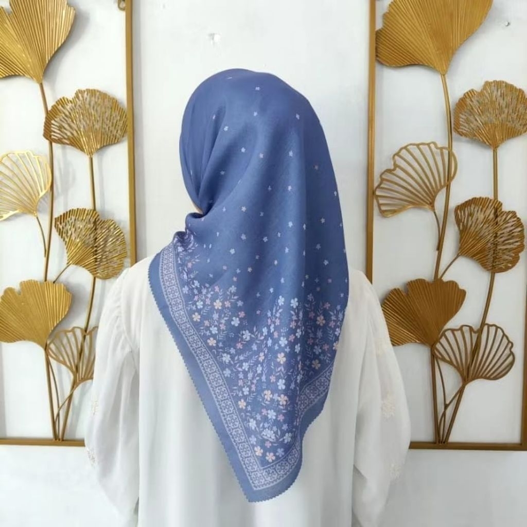 Jual Ayumi Hijab Segi Empat Denim Voal Motif Bunga Lasercut Premium ...