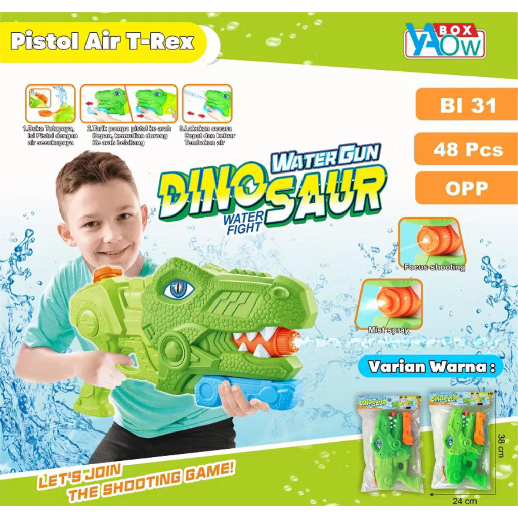 Jual Water Splash Gun Dino T-Rex Triceraptors / Pistol Mainan Kolam ...