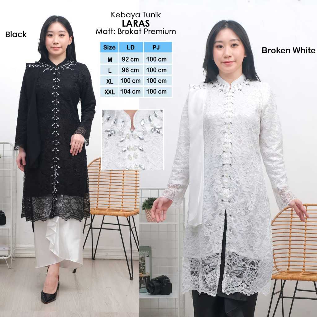 Jual Kebaya Tunik Payet Brokat Premium Elegan Mewah Motif Bunga ...