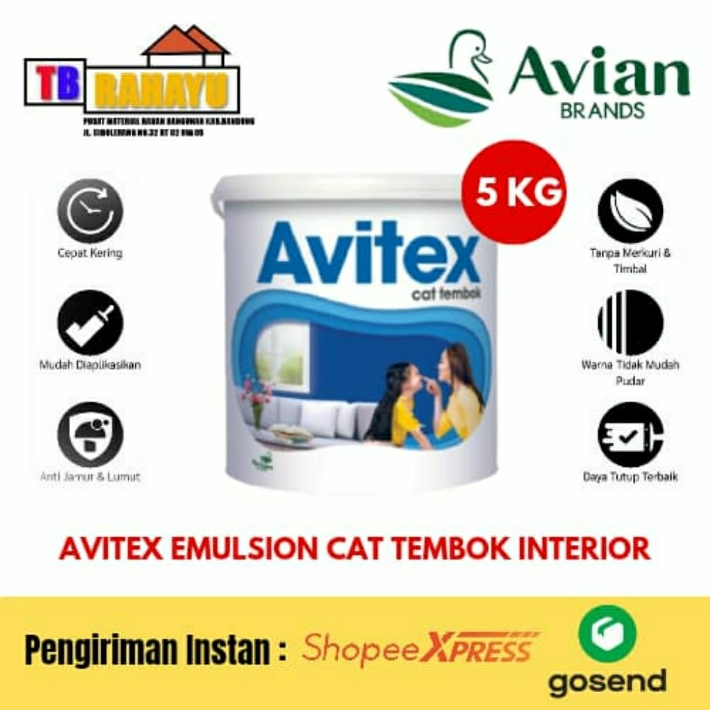 Jual Avitex Emulsion Cat Tembok Interior Super White - 5 KG | Shopee ...
