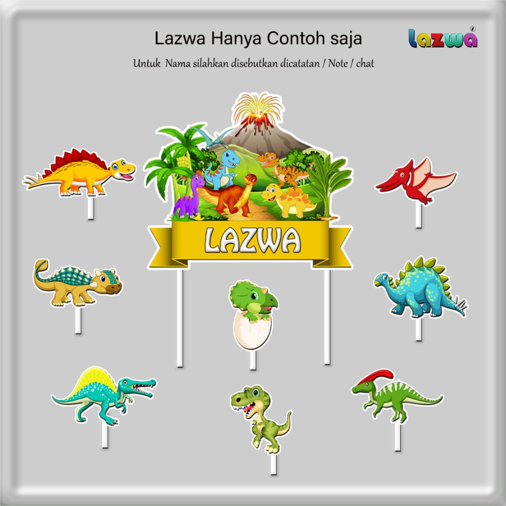 Jual Topper cake dinosaurus custom nama hiasan kue & buket | Shopee ...