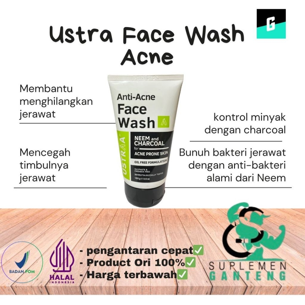 Jual USTRAA Face Wash Acne Control dengan Neem dan Charcoal 100g Wajah ...