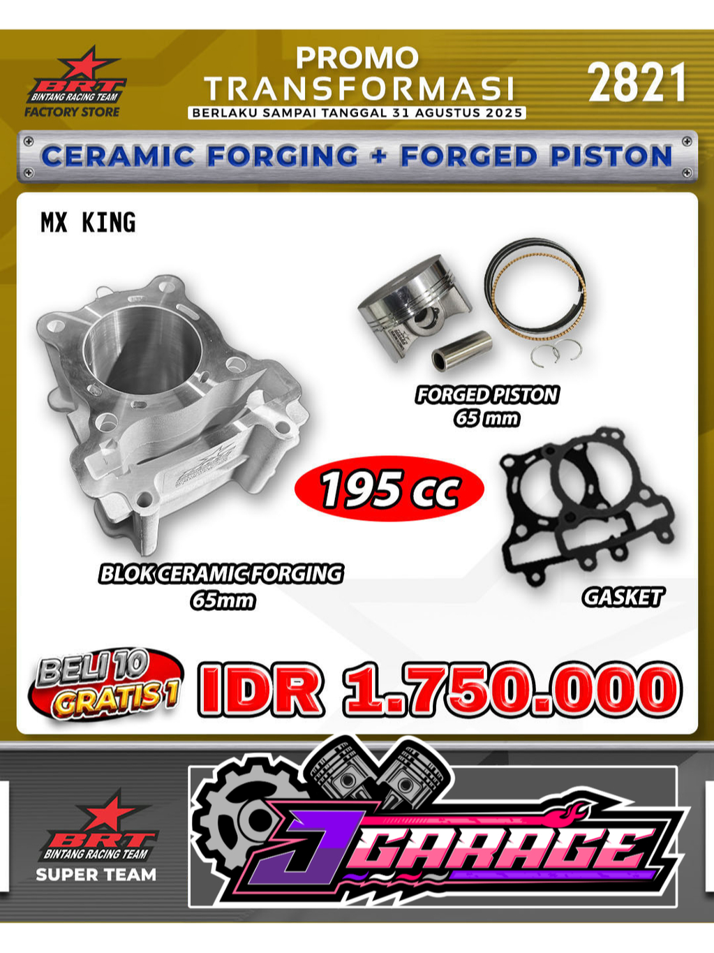 Jual BLOK CERAMIC BRT - MX KING / BLOK CERAMIC FORGING 65MM + PISTON ...