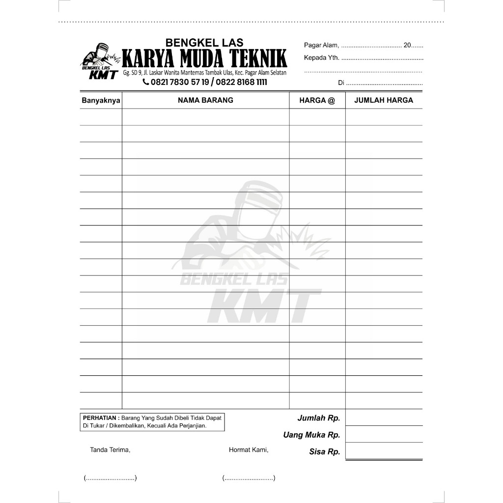 Jual Cetak Nota Bengkel Las Karya Muda Teknik | Shopee Indonesia