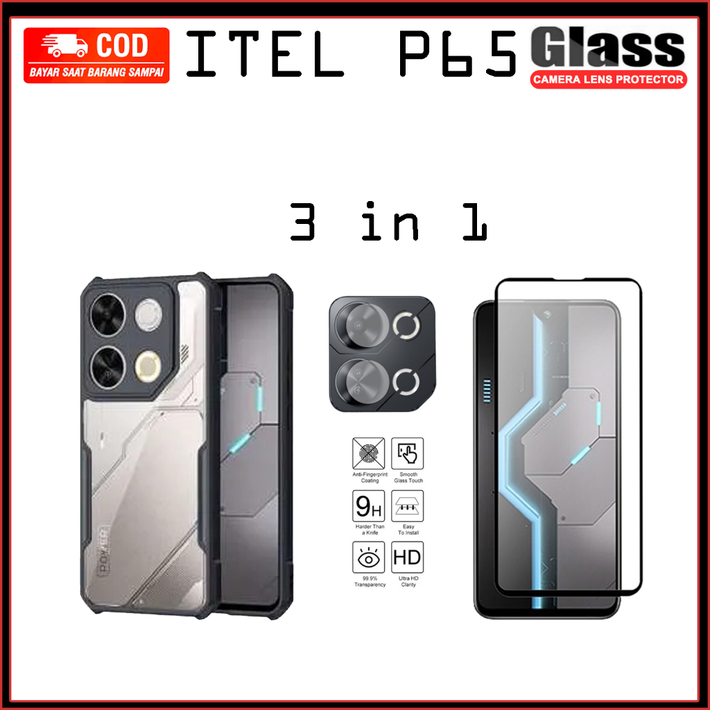 Jual Paket 3in1 Itel P65 Case Shockproof Trasparan casing TG Layar & TG ...