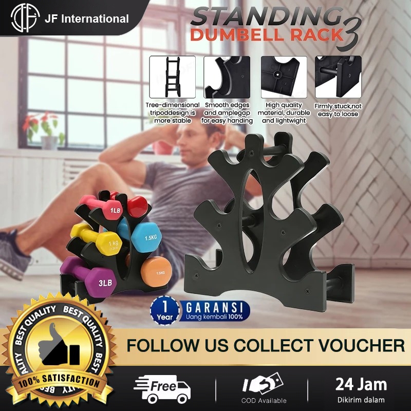 Jual Standing Dumbell Rack 3 Susun / Holder Dumbell 3 Tingkat Rak ...