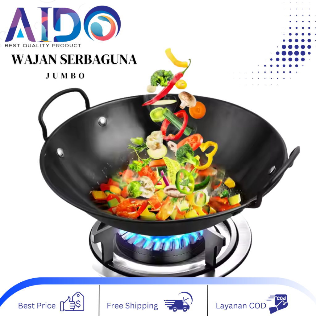 Jual Wajan kuali wok hitam Enamel Anti Lengket wajan enamel 2 kuping 31cm 34cm 37cm 40cm Wajan ...