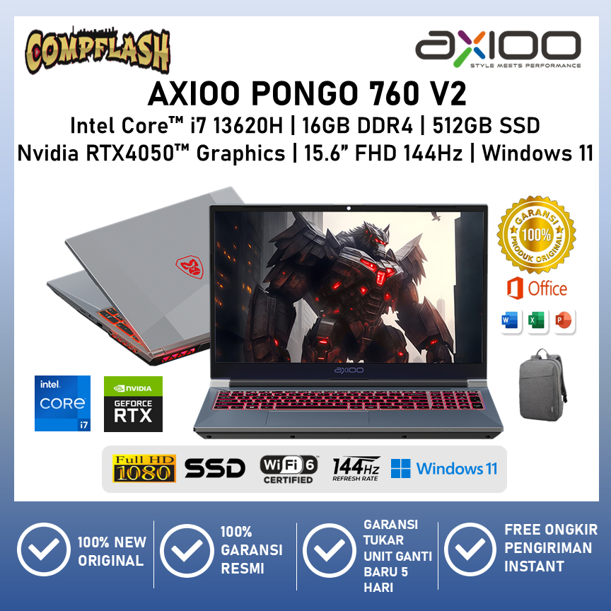 Jual LAPTOP AXIOO PONGO 760 V2 I7 13620H RTX4060-8GB RAM 16GB SSD 512GB ...