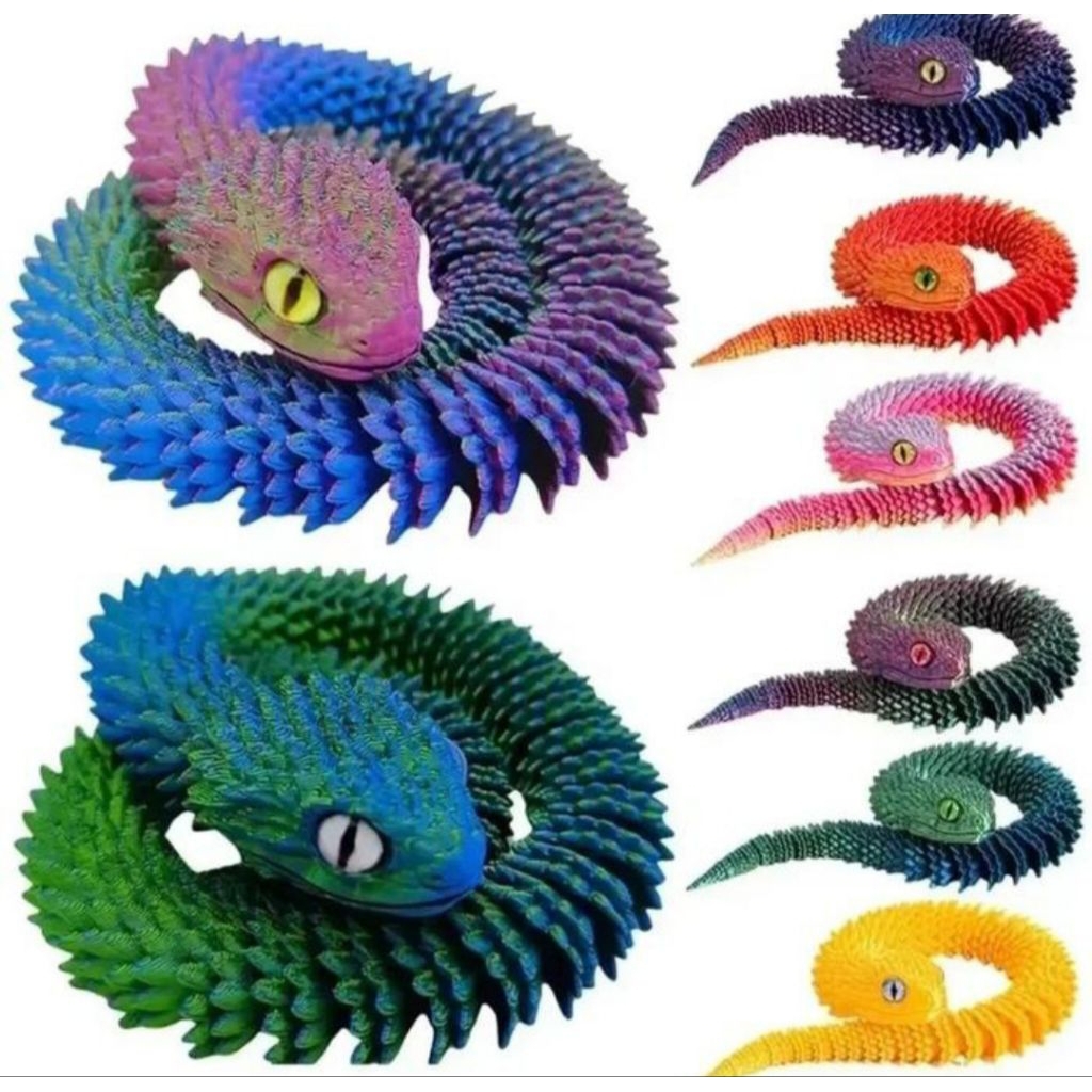Jual Mainan 3D Printing Ular Ornamen Ular Simulasi Dapat Digerakkan ...