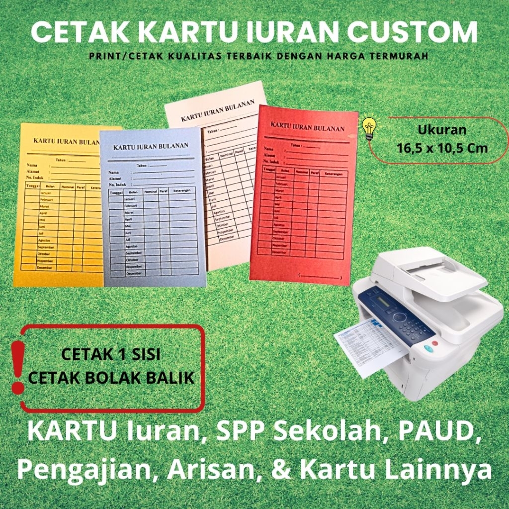 Jual KARTU IURAN (CUSTOM) KARTU INFAQ, SPP, RT WARGA | Shopee Indonesia