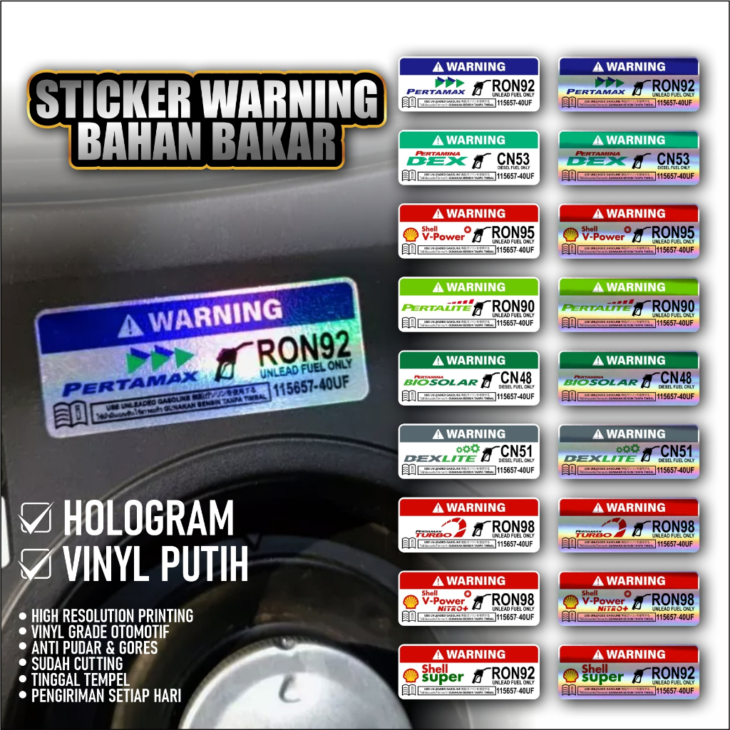 Jual (COD) Stiker Sticker Warning Bahan Bakar Bensin Pertamax Pertalite ...