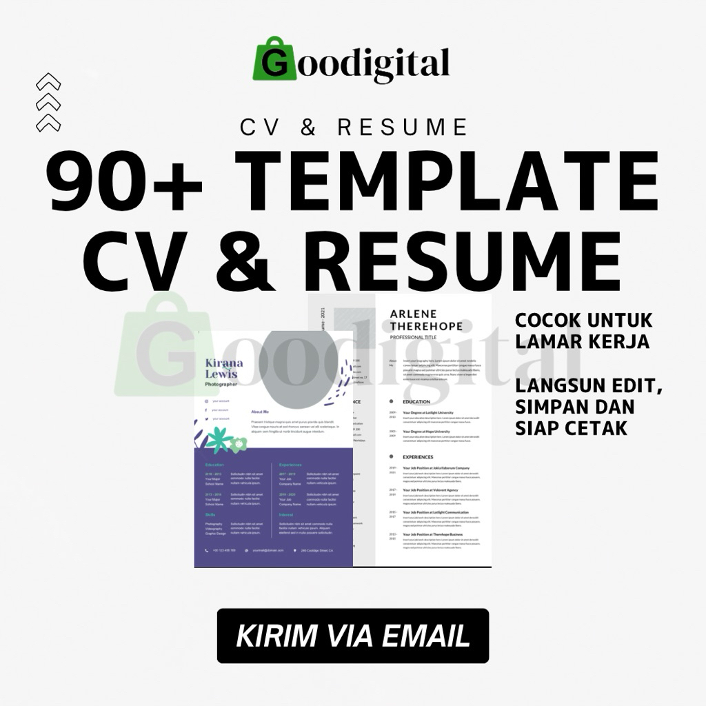 Jual 90+ TEMPLATE RESUME & CV Untuk Lamar Kerja - Professional & Bebas ...