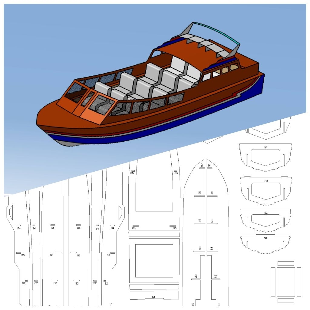 Jual Desain Gambar Pola Miniatur Kapal RC Boat Plan Speed Boat Pancong ...