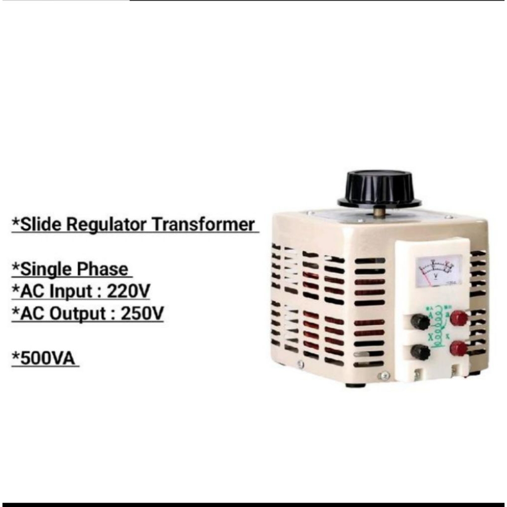 Jual SLIDE REGULATOR TRANSFORMER SINGLE PHASE 0,5 KVA 500 WATT AC 220 ...