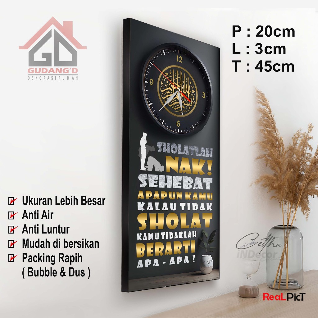 Jual Jam Dinding Quotes Motivasi Islami Sholat Solatlah Nak / Jam ...
