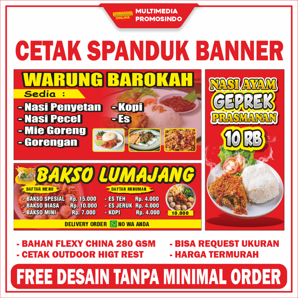 Jual Cetak Spanduk / Banner / MMT Custom ( FREE DESAIN ) bahan Flexi ...