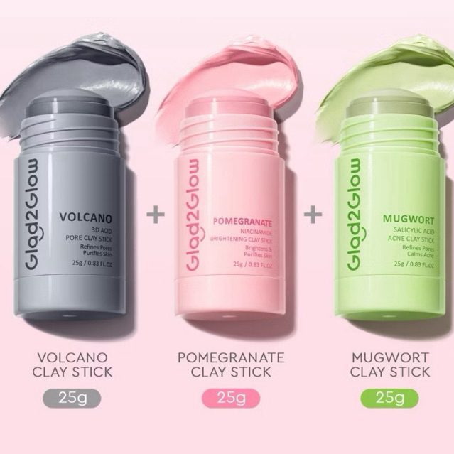 Jual Glad2Glow - All Series Mask Pomegranate Niacinamide Brightening Clay Stick 25g | Shopee ...