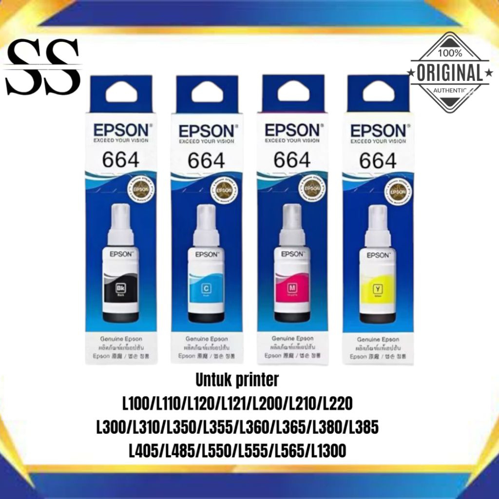 Jual TINTA PRINTER EPSON 664 1SET FOR PRINTER L100 L110 L111 L120 L130 L132 L200 L210 L211 L220 ...