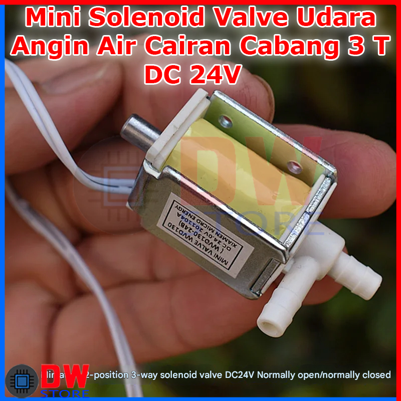 Jual Mini Solenoid Valve Udara Angin Gas Cabang 3 T 3T 3 Saluran DC 24V ...