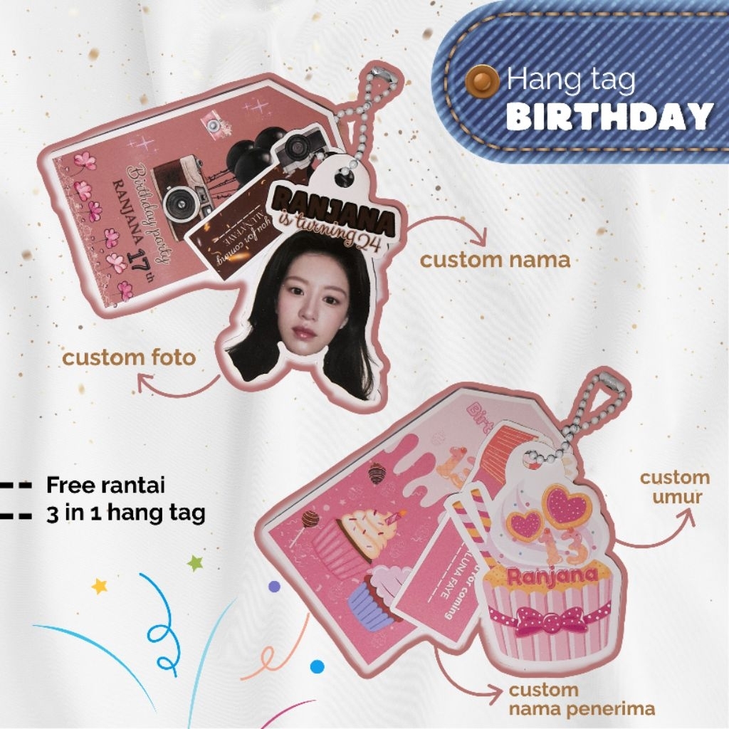 Jual Hang Tag Ulang Tahun 3in1 Custom – Tag Souvenir | Label Birthday ...