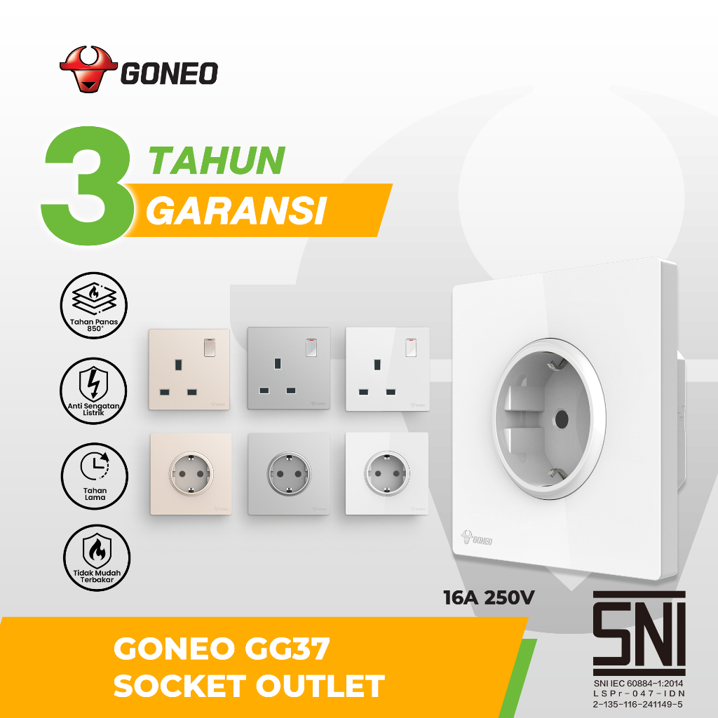 Jual GONEO - GG37K StopKontak Rumah Saklar listrik dinding Color Series ...