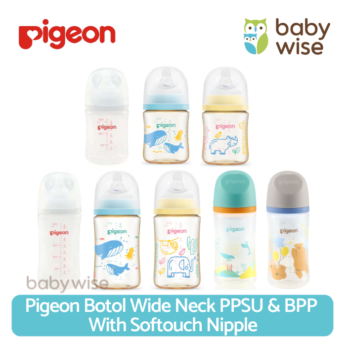 Jual Pigeon Botol Wide Neck PPSU & BPP With Softouch Nipple - Botol Susu Anak Bayi | Shopee ...