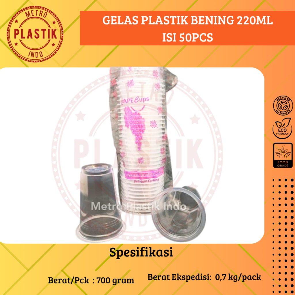 Jual Gelas Plastik Bening Gelas Kopi 220ml Isi 2000pcs | Anggur Grape ...