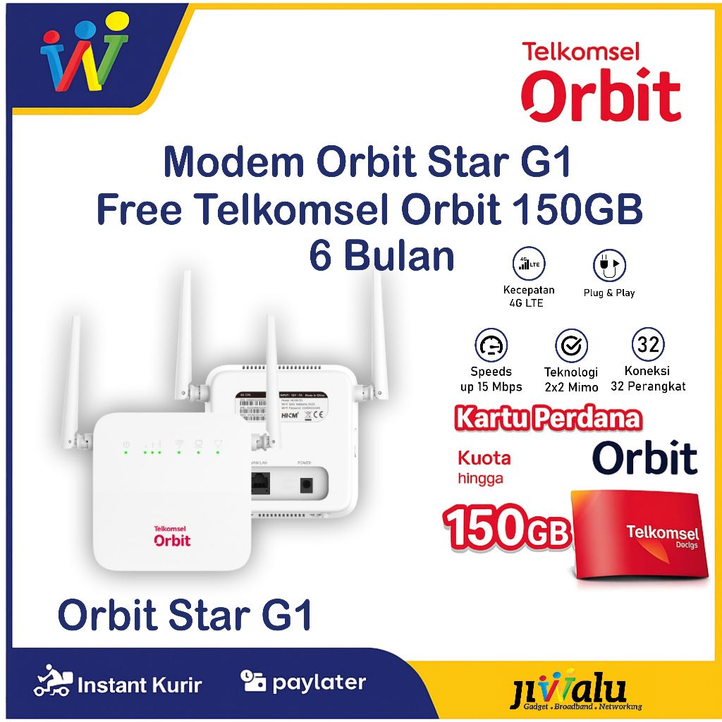 Jual Telkomsel Orbit Star G1 Modem Wifi 4G High Speed Bonus Data Telkomsel Orbit 150gb | Shopee ...