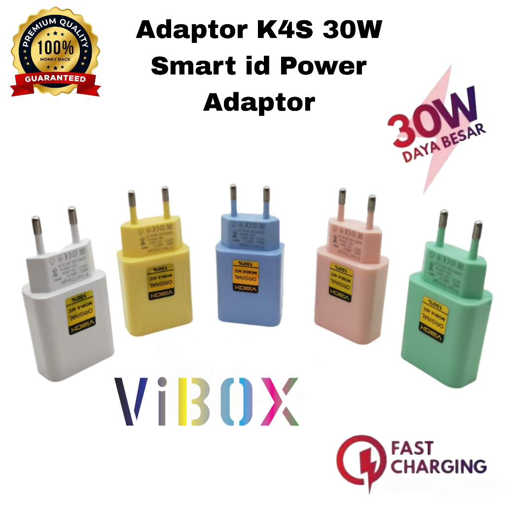 Jual (1pc) Batok 30w Vibox Macaron VB K4s Adapter Charger VB-K4s 3.1A ...