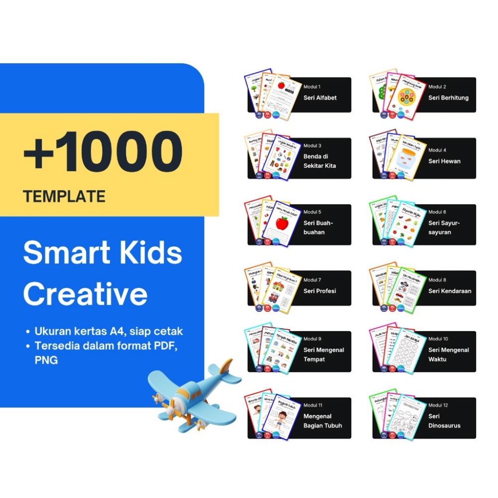 Jual 1000+ Smart Kids Creative Template Worksheet Printable | Shopee ...