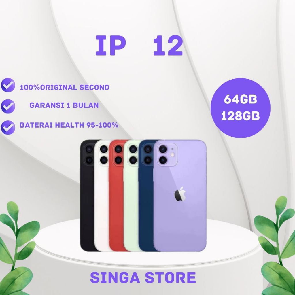 Jual HPIPHONE AIP12 64GB/128GB Second Original 100% Mulus Fulset Kondisi Mulus Perfect Garansi ...
