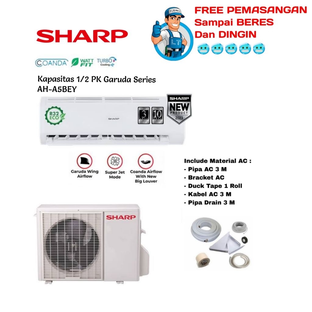 Jual FREE PEMASANGAN! AC Split SHARP 1/2 PK - GARUDA Multi Cooling AH-A5BEY R32 GARANSI RESMI ...