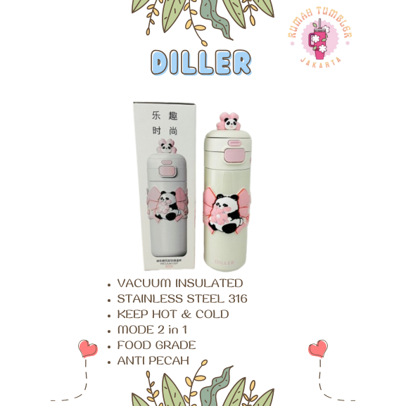 Jual RTJ - Botol Minum DILLER 2 in 1 Series Sakura Panda 600ml | Shopee ...