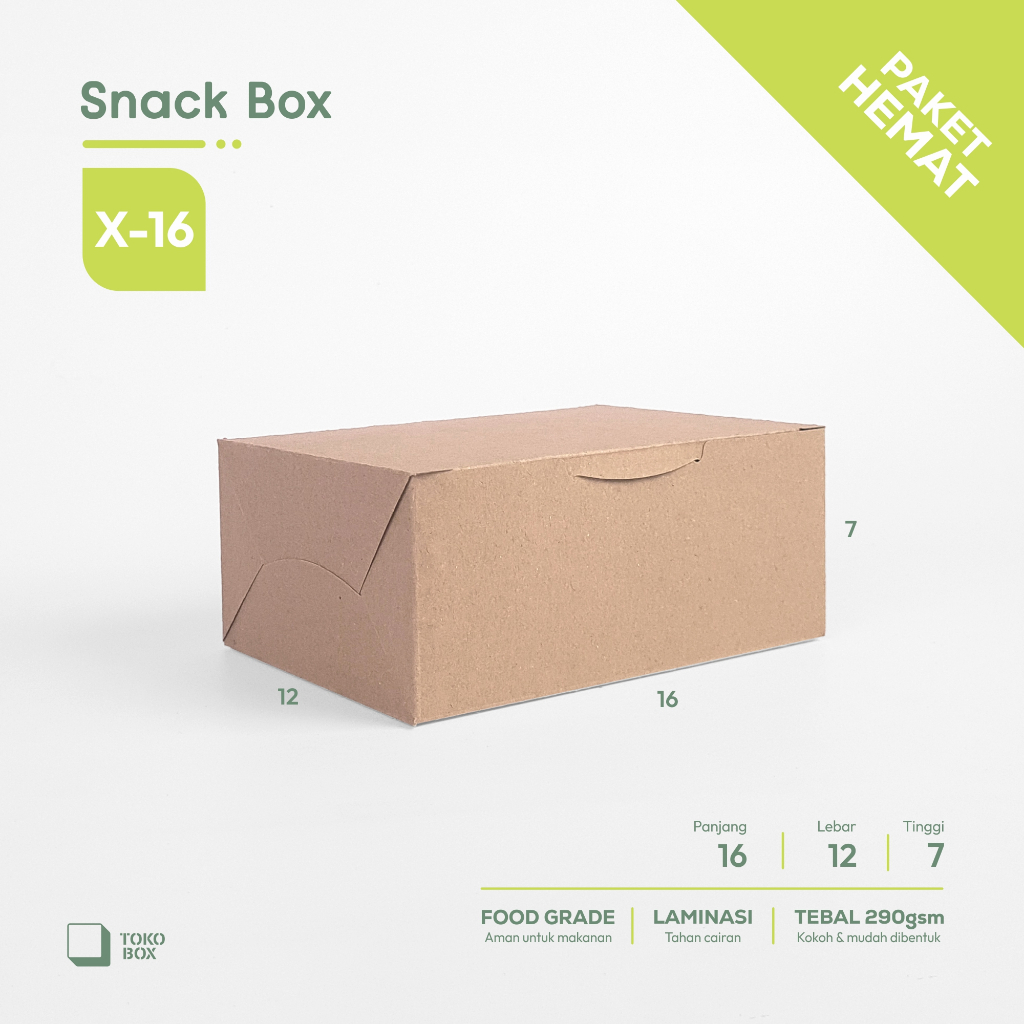 Jual Paket Hemat | Dus Snack Box X16 | 16x12x7 | Dus Kemasan Kue| Nasi Ayam | Laminasi Anti Air ...