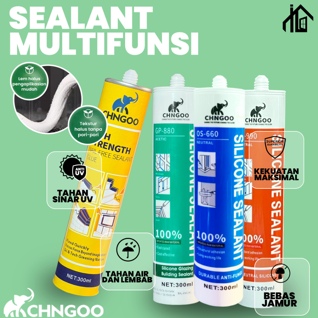 Jual Lem sealant Chngoo 300ml, lem kaca, lem pintu, lem jendela, tahan ...