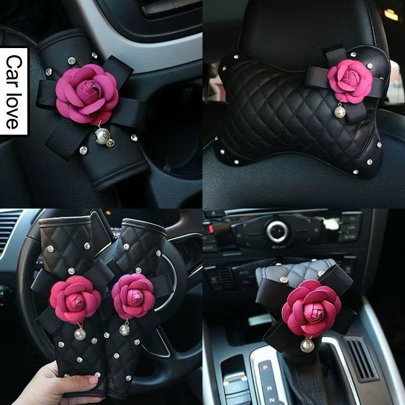 Jual Bantal Headrest Mobil Sandaran Jok Mobil Motif DAD Bunga Flower ...