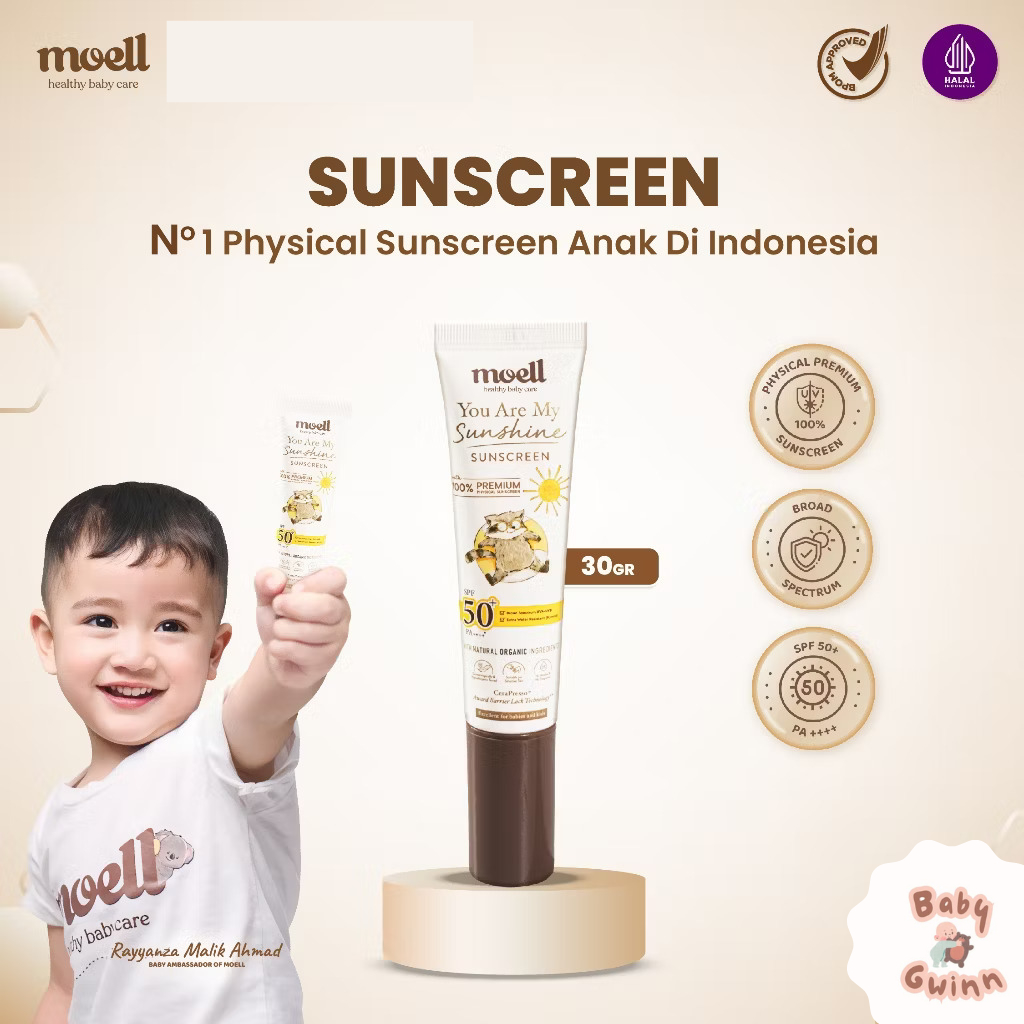 Jual Moell Physical Sunscreen Anak 30gr (SPF 50+ PA+++) | Sunscreen ...