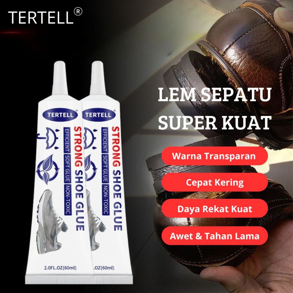 Jual Tertell Lem Perekat Sepatu 60ml Super Kuat / Cairan Penambal Sol ...
