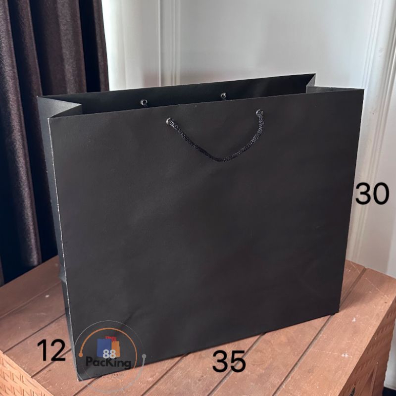 Jual shopping bag 35x30 paperbag hitam polos P35 L12 T30 paper bag hitam shopping bag goodie bag ...