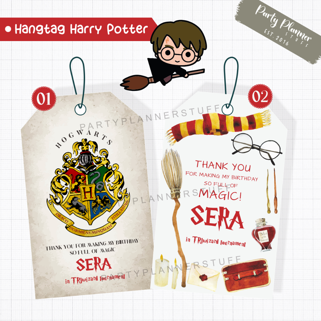 Jual Hangtag / tag souvenir happy birthday tema harry potter / custom ...