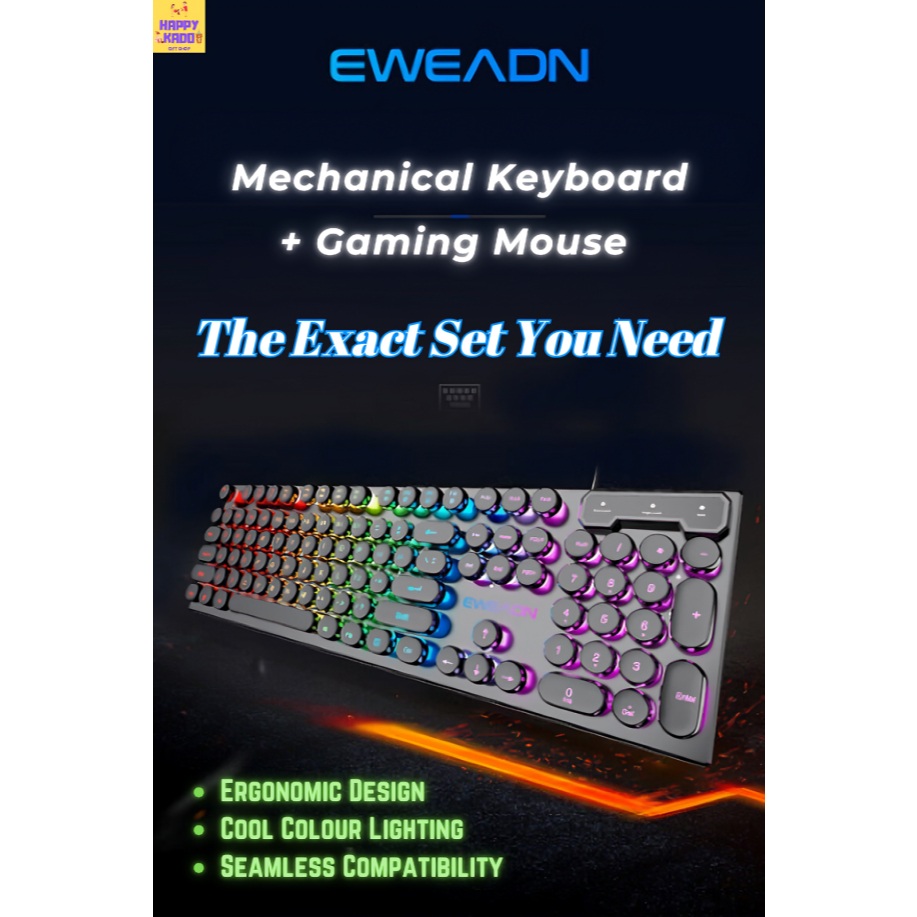 Jual EWEADN Mechanical Keyboard + Gaming Mouse Set USB Wired Full Size ...