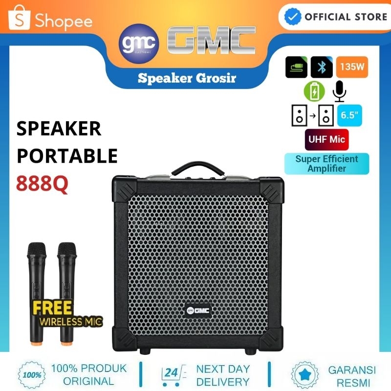 Jual Speaker Bluetooth GMC 888Q Gratis 2 mic UHF wirelles speaker 6,5 ...