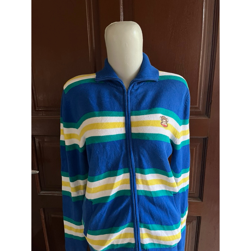 Jual soft knit cardigan zipper salur kutub branded by zishad (preloved ...