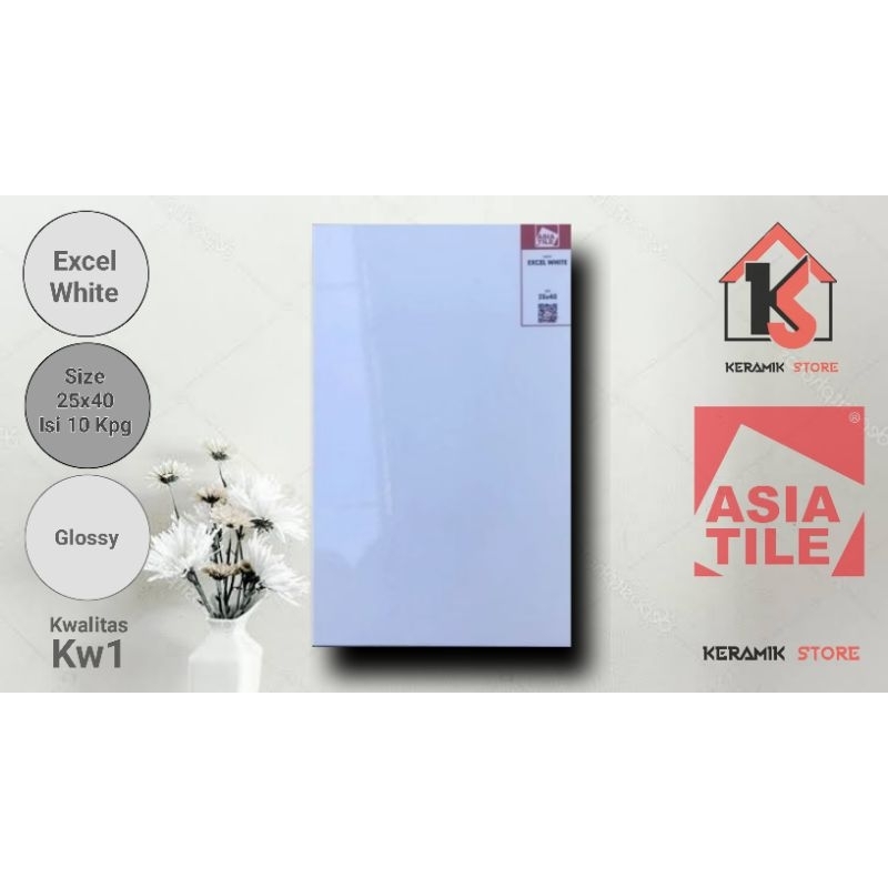 Jual keramik dinding 25x40 putih polos asia excel white | Shopee Indonesia